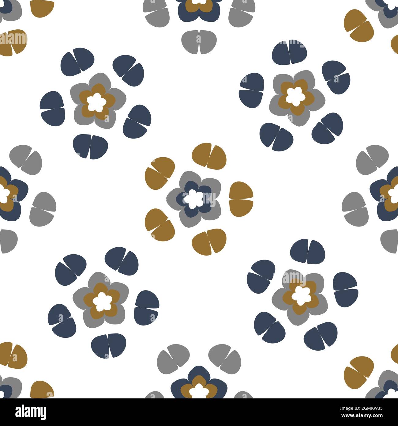 Masculine drawn doodle flower motif seamless pattern. Classic retro ...