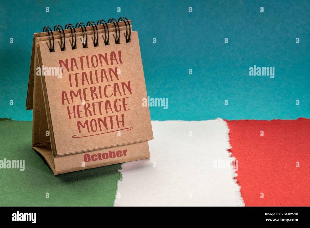 October - National Italian American Heritage Month, handwriting in a ...