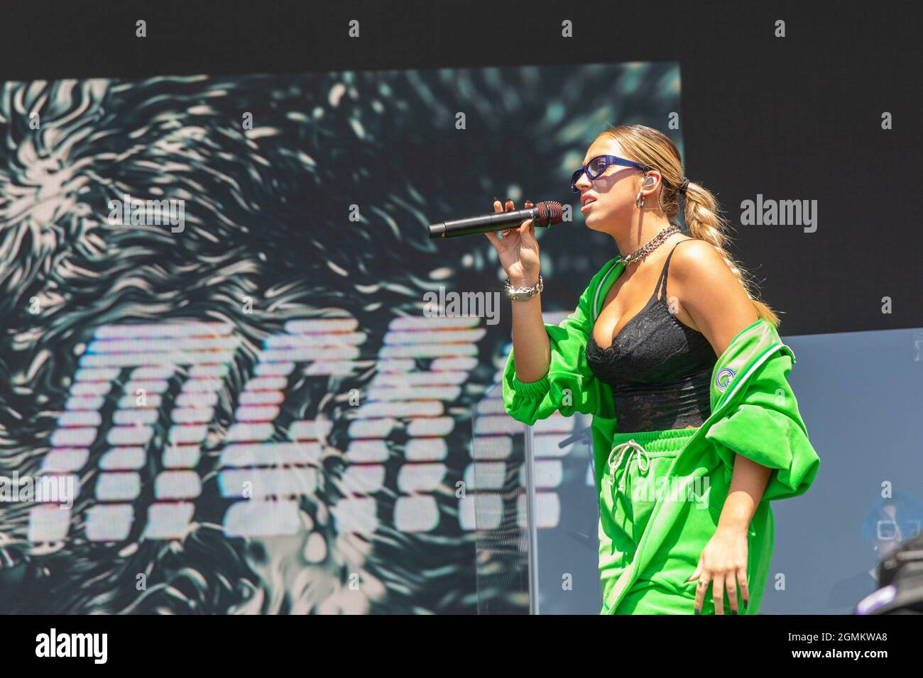 Tate McRae performs on the Daytime Stage at the 2021 iHeartRadio Music ...