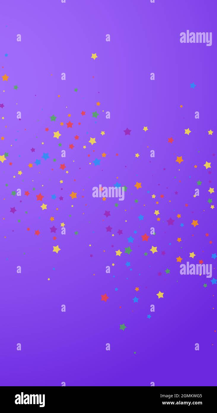 Festive unique confetti. Celebration stars. Joyous stars on violet ...