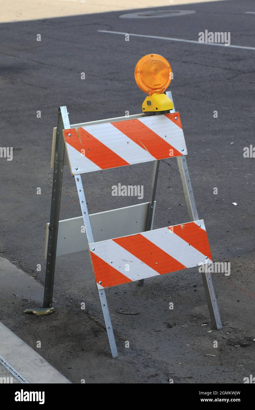 Traffic barrier on the new roadway Stock Photo - Alamy