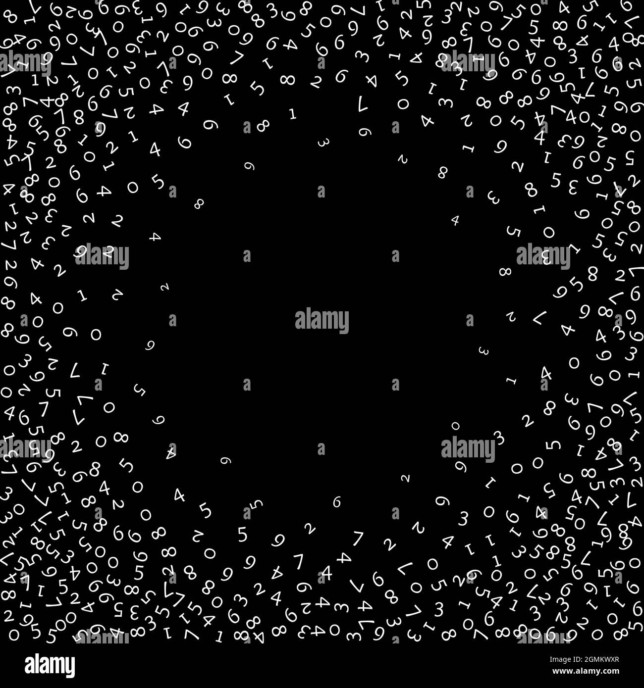 Falling numbers, big data concept. Binary white random flying digits ...