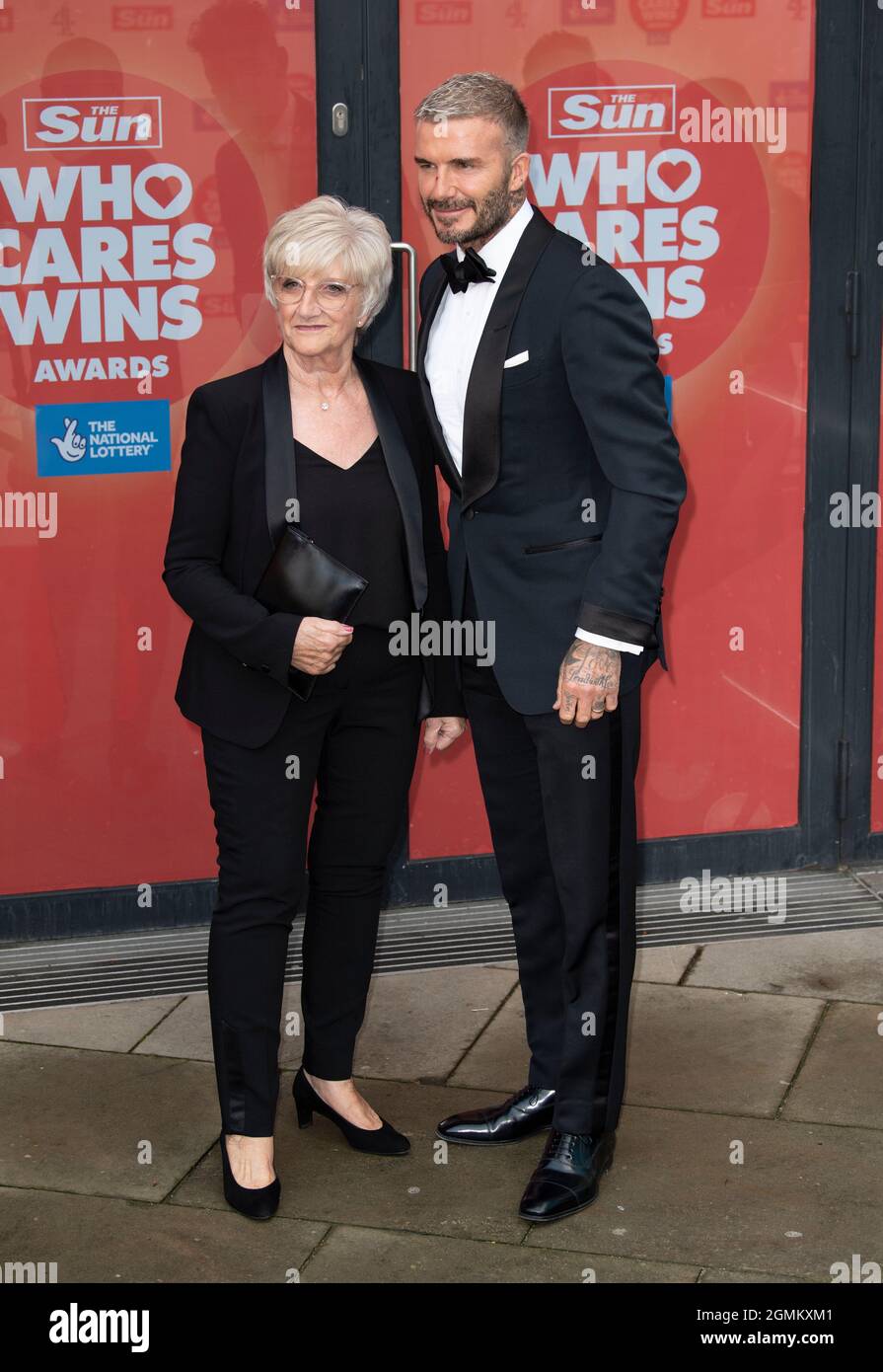 David Beckham and mother Sandra Beckham attend the Sun's Who Cares Wins ...