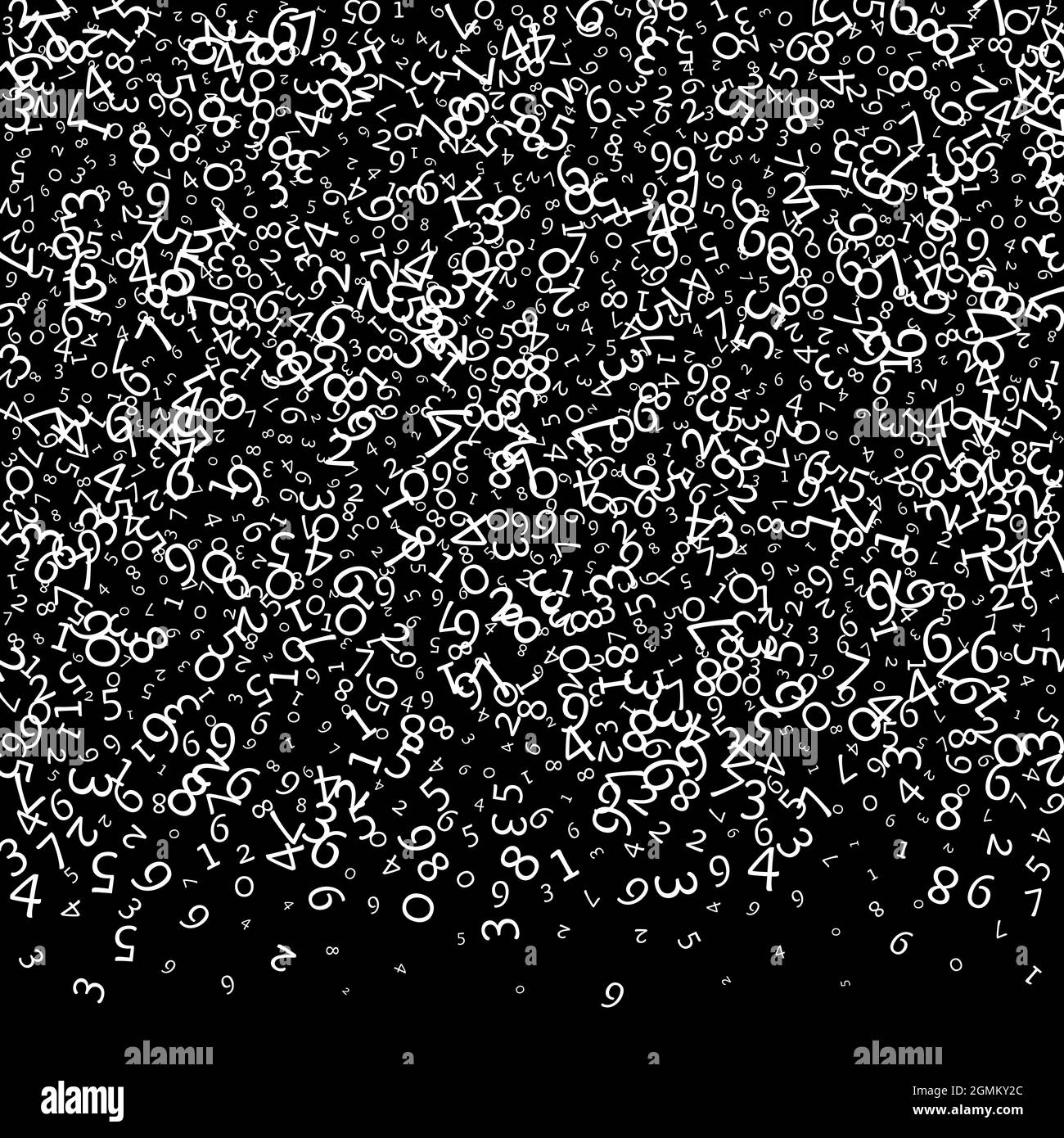 Falling numbers, big data concept. Binary white messy flying digits ...