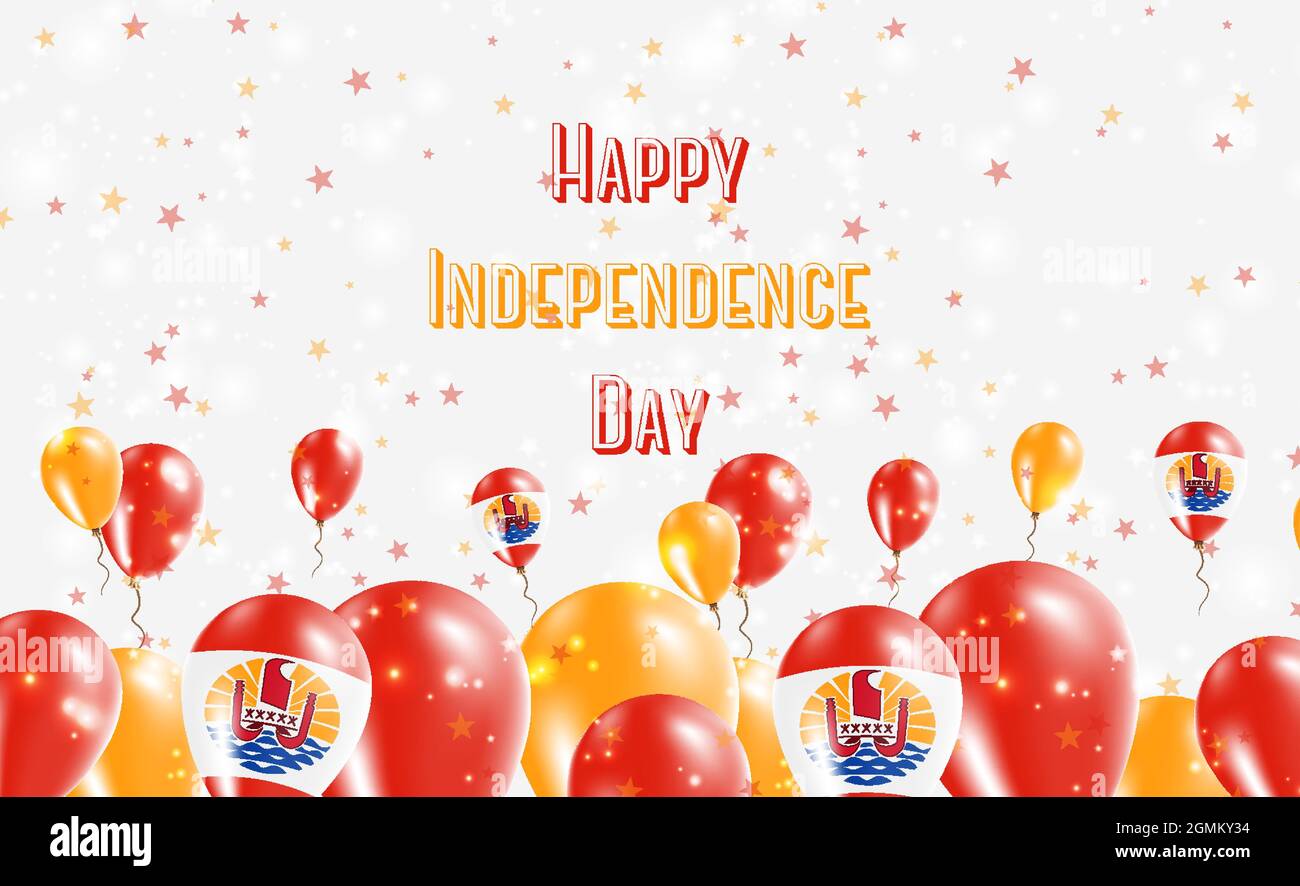 French Polynesia Independence Day Patriotic Design. Balloons in French ...