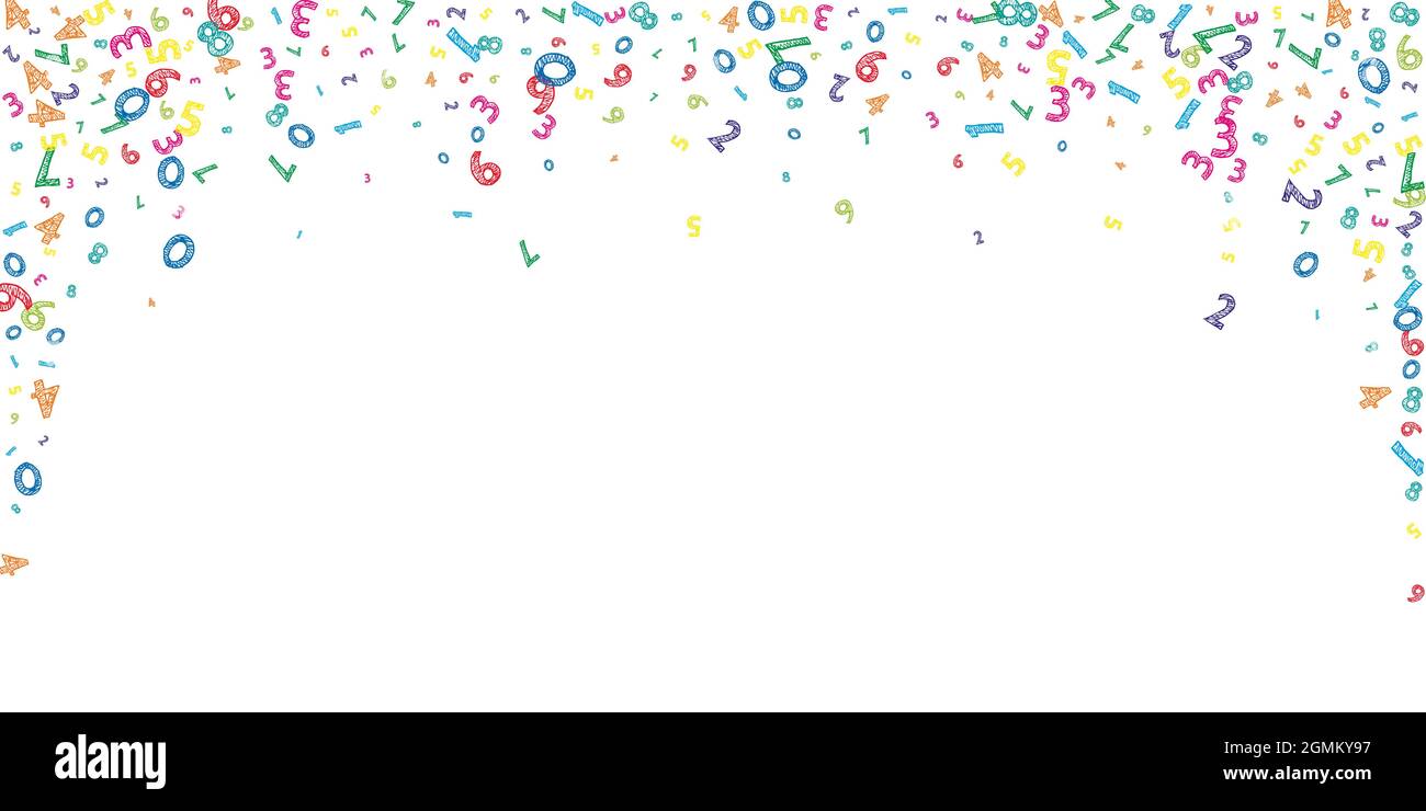 Falling colorful messy numbers. Math study concept with flying digits ...