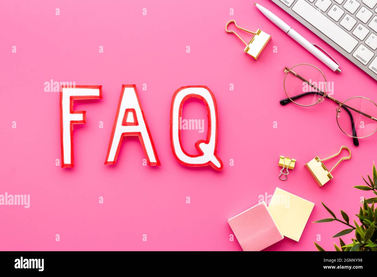 Business concept faq frequently asked questions on office table Stock ...