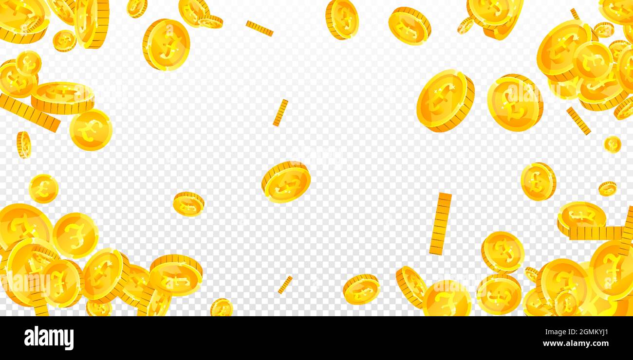 British pound coins falling. Lovely scattered GBP coins. United Kingdom ...