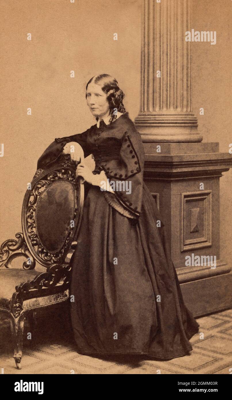 Harriet Beecher Stowe (1811-1896), American author and abolitionist, full-length Portrait ...