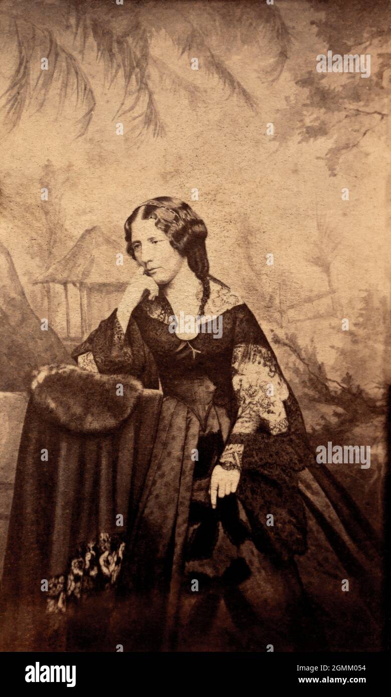 Harriet Beecher Stowe (1811-1896), American author and abolitionist, full-length Portrait ...