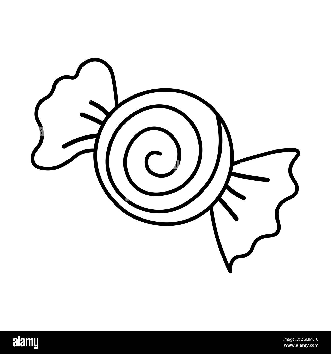 Wrapped sweet single candy icon .Hand drawn vector illustration in ...