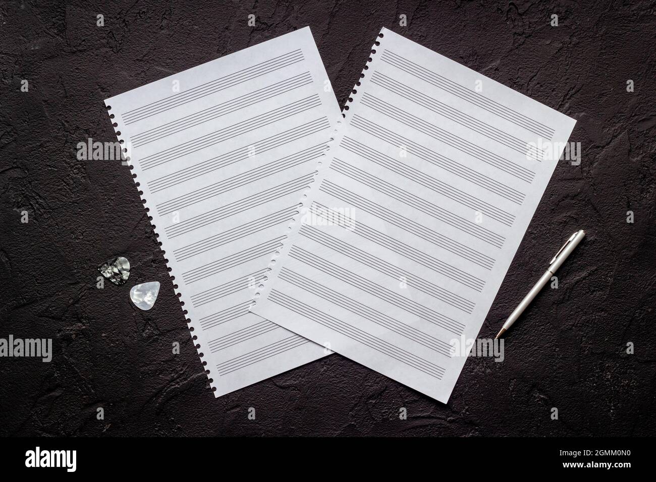 Music sheets for writing notes. Compose music concept Stock Photo - Alamy