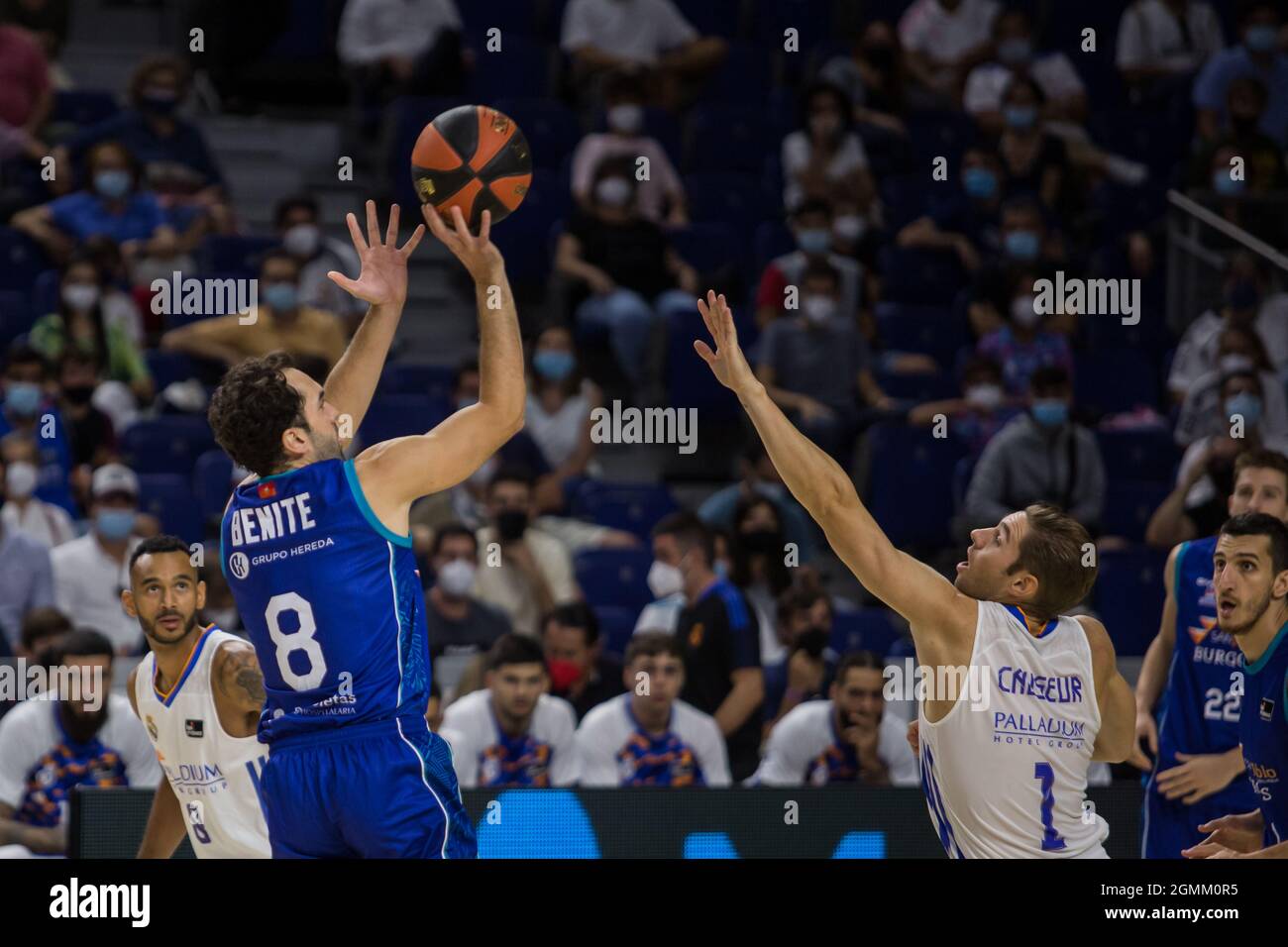 Madrid, Spain. 19th Sep, 2021. Vitor Benite (blue) during Real Madrid ...