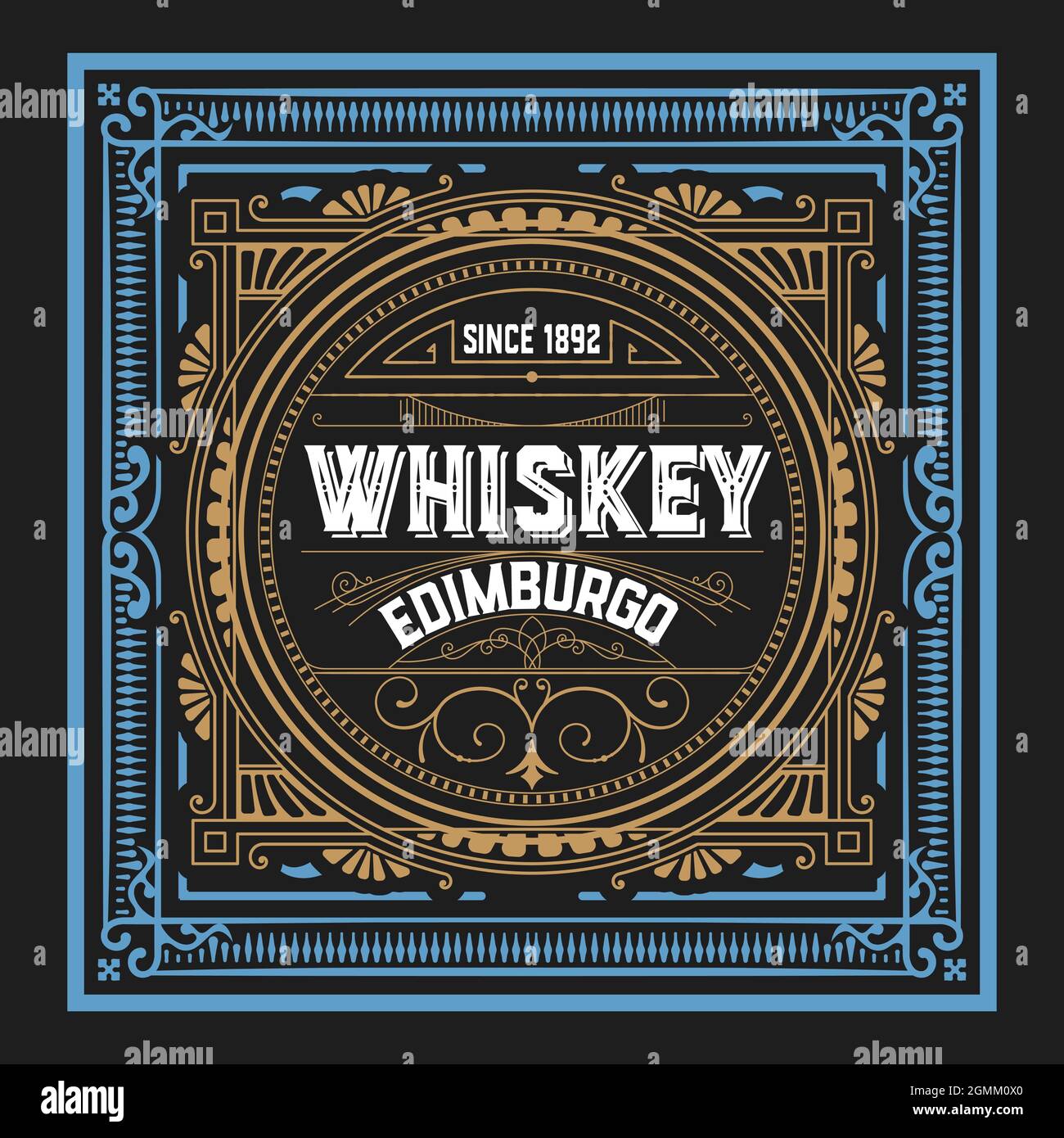 Whiskey label with old frames Stock Vector Image & Art - Alamy
