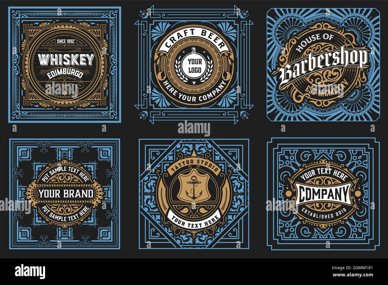 Set of 6 labels. Western style Stock Vector Image & Art - Alamy