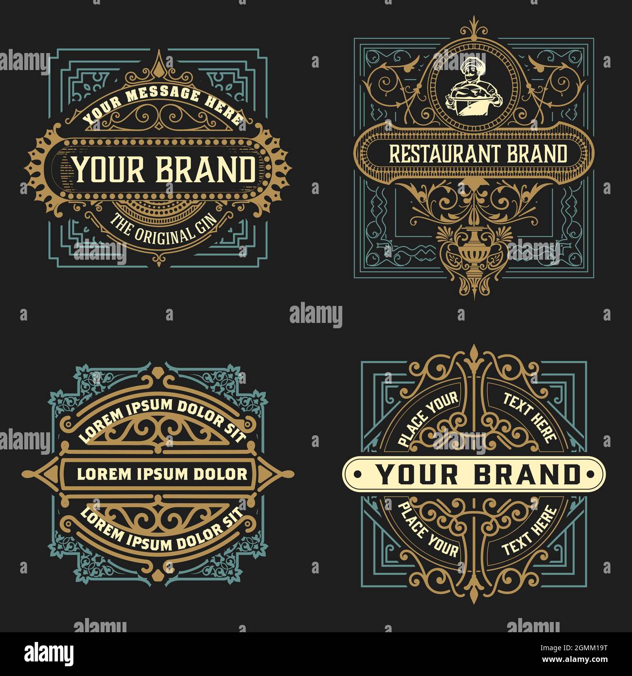 Set of 4 vintage labels for packing Stock Vector Image & Art - Alamy