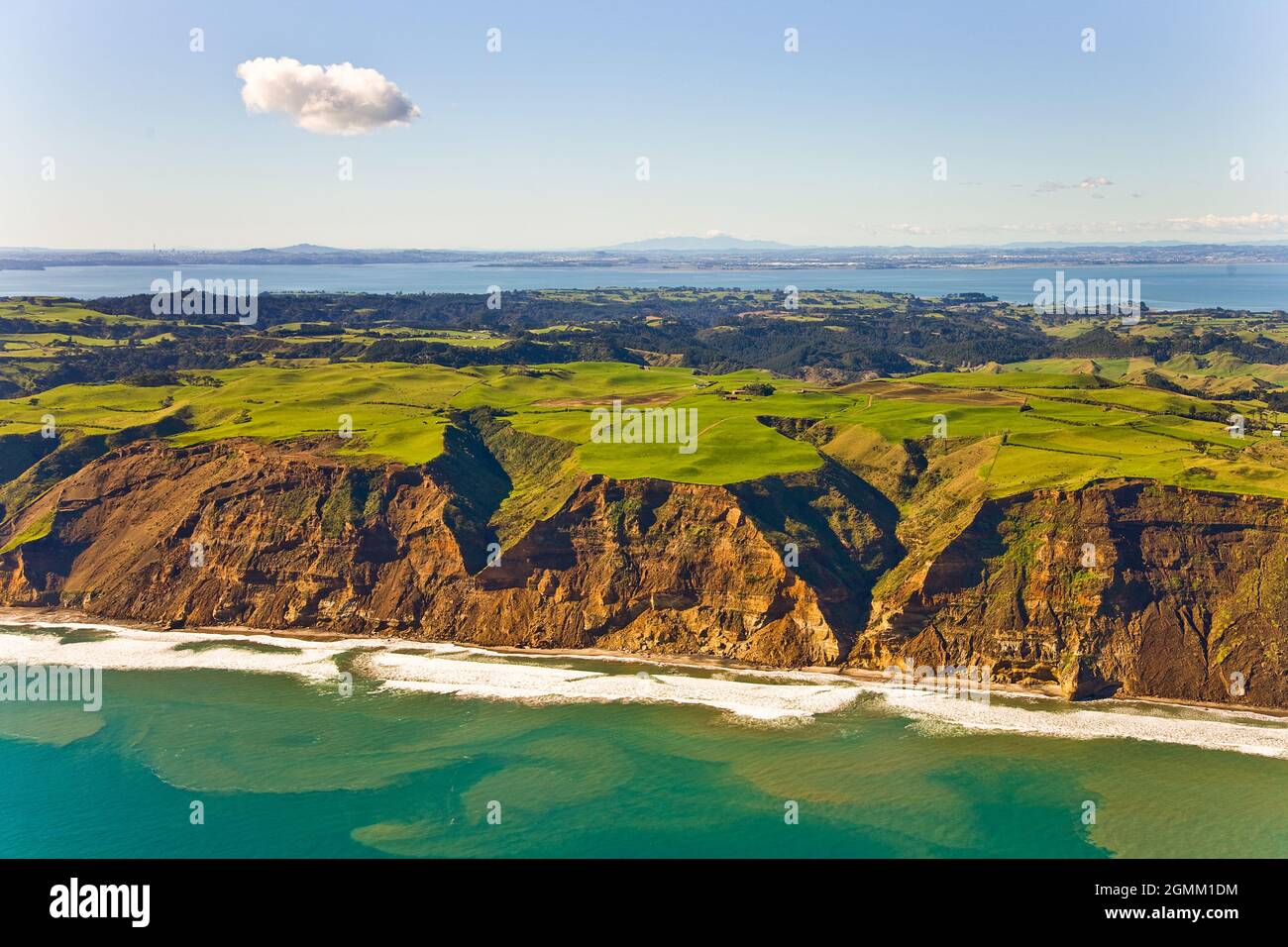 Aerial-Awhitu Peninsula-Manakau Harbour beyond Stock Photo - Alamy