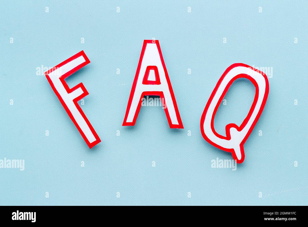 Faq - frequently asked questions - paper letters, top view Stock Photo ...