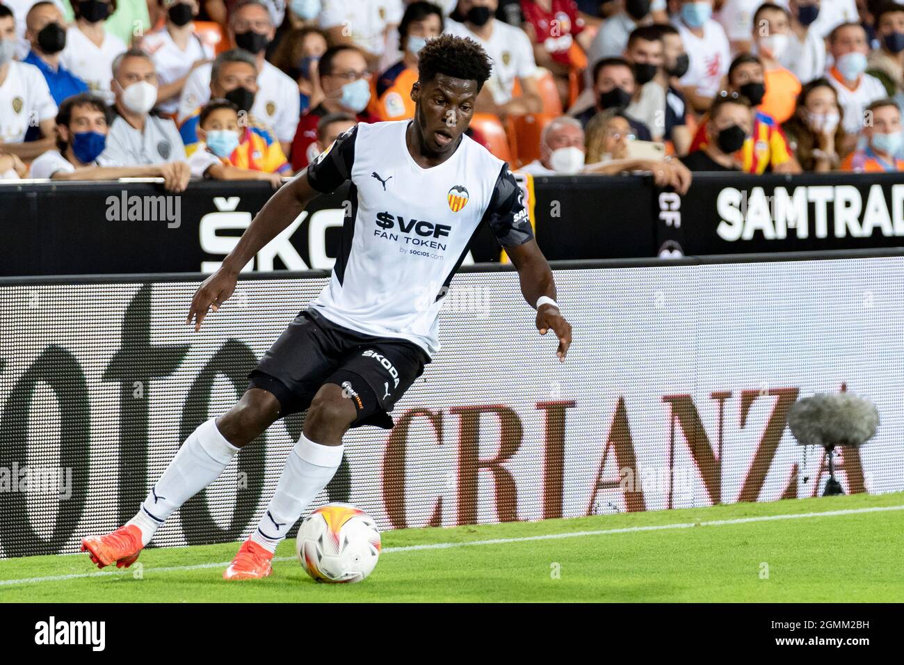 Yunus Musah of Valencia CF seen in action during the Spanish La Liga ...