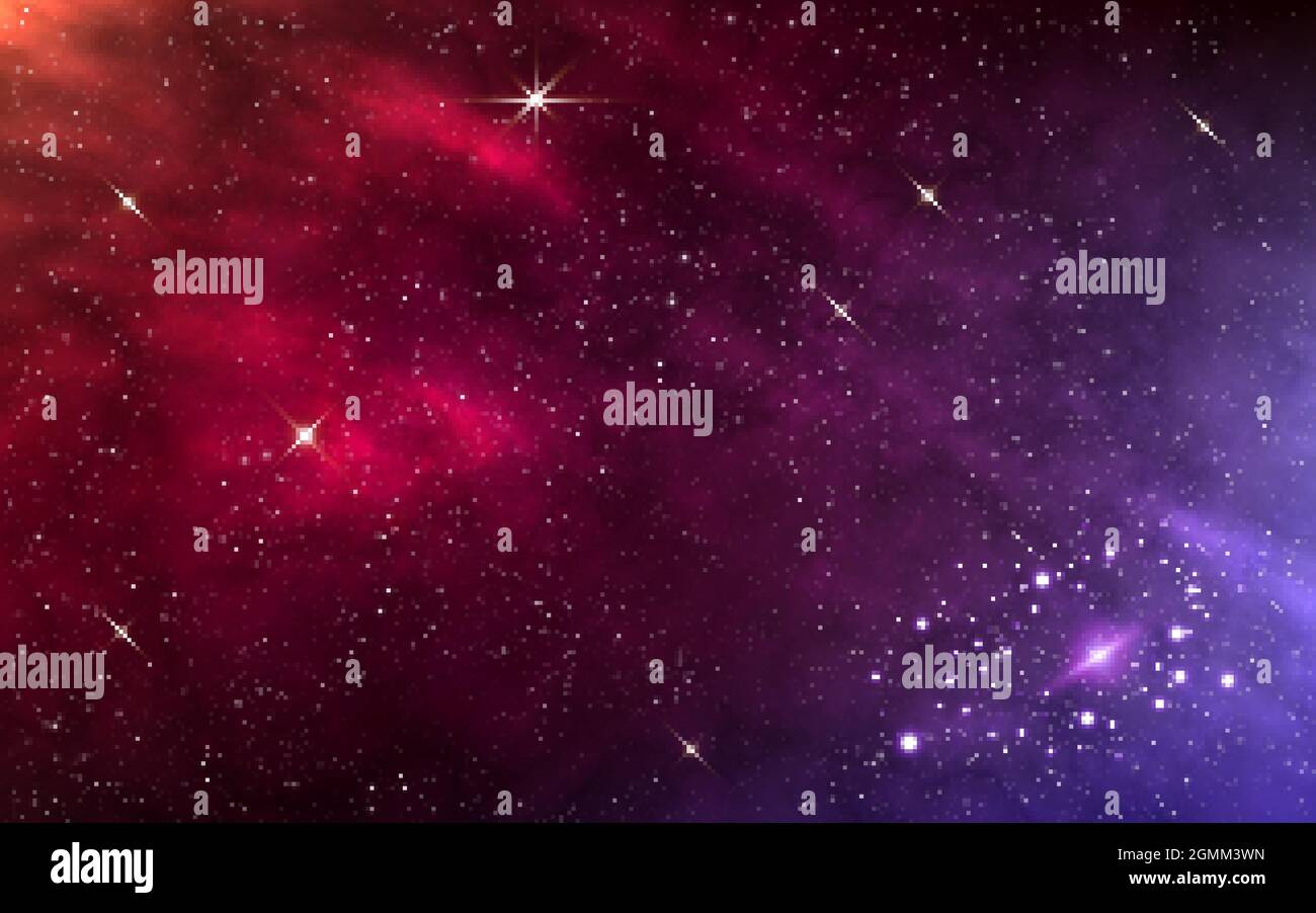 Space background. Realistic universe with spiral galaxy. Bright color ...