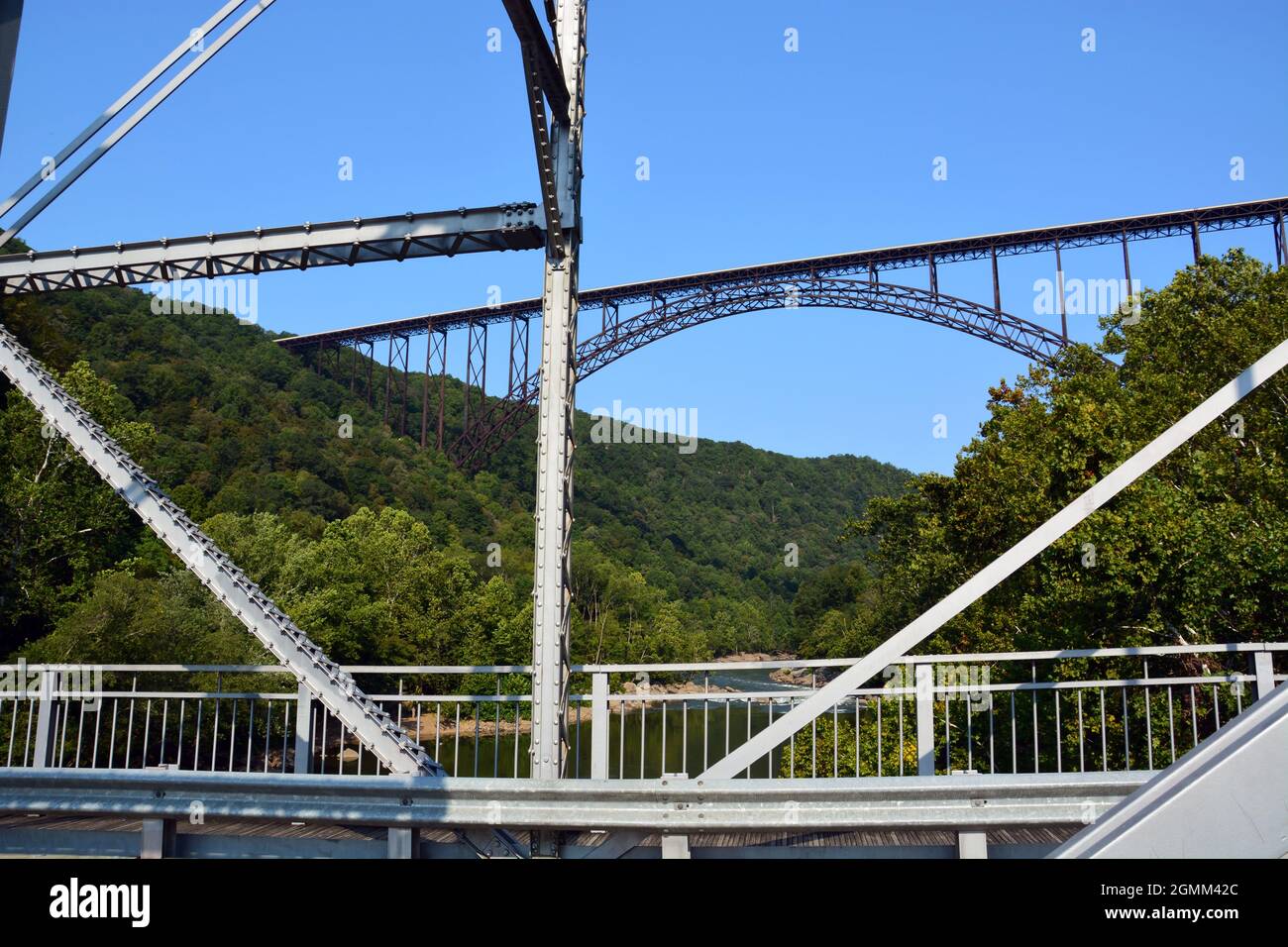 View of the New River Gorge Bridge from the original Hunsaker Bridge ...