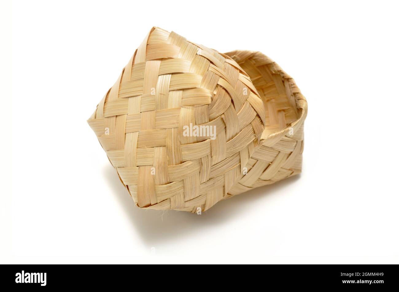 Traditional containers made of bamboo white background studio shoot ...