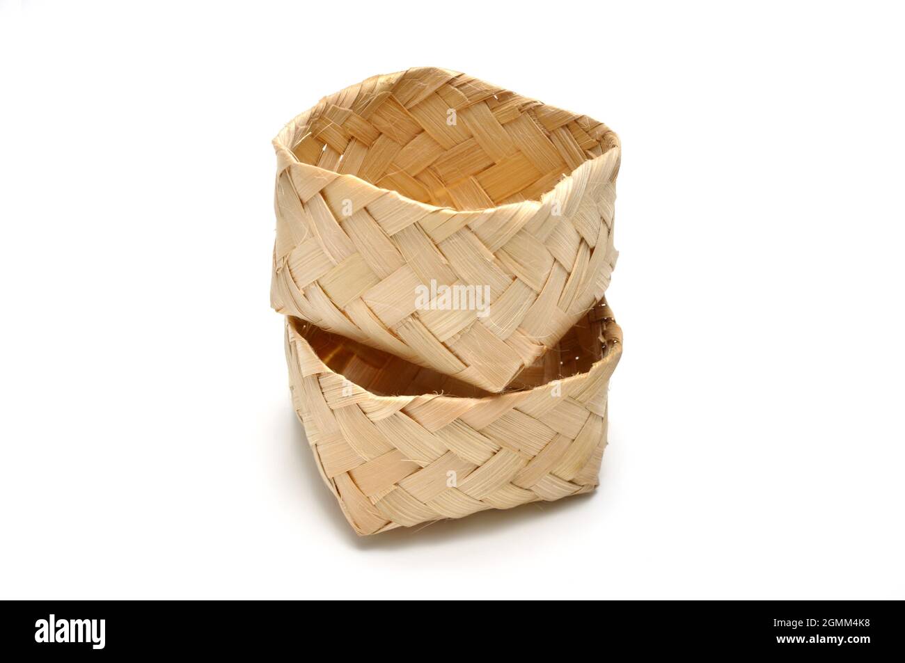 Traditional containers made of bamboo white background studio shoot ...