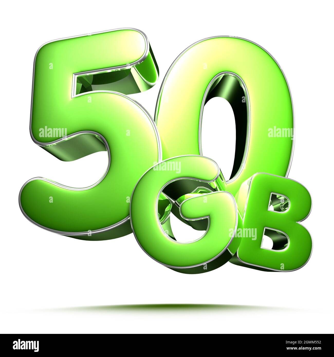 50 Gb green 3D illustration on white background with clipping path ...