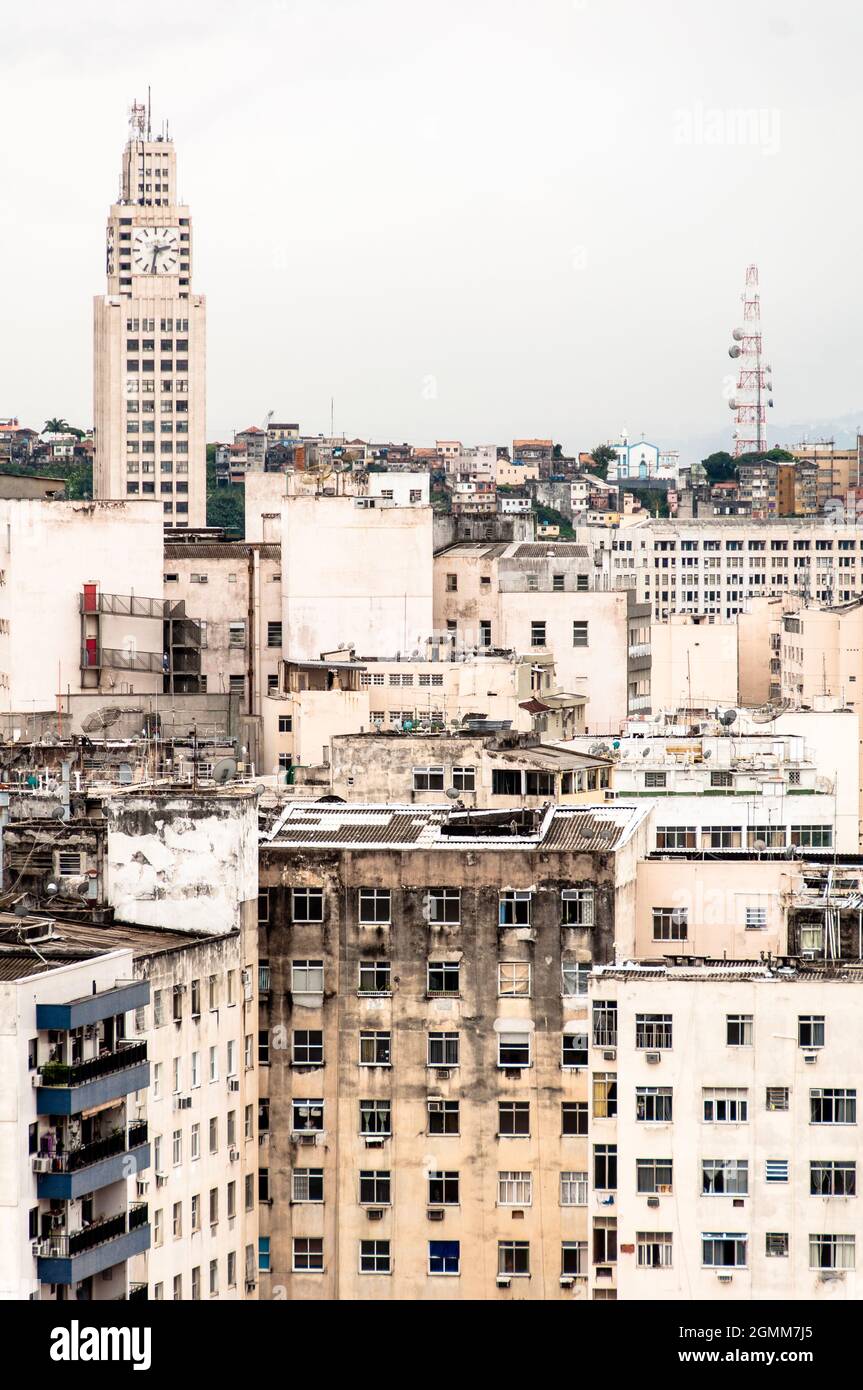 Old Residencial Buildings in Rio de Janeiro City Center and Clock Tower ...