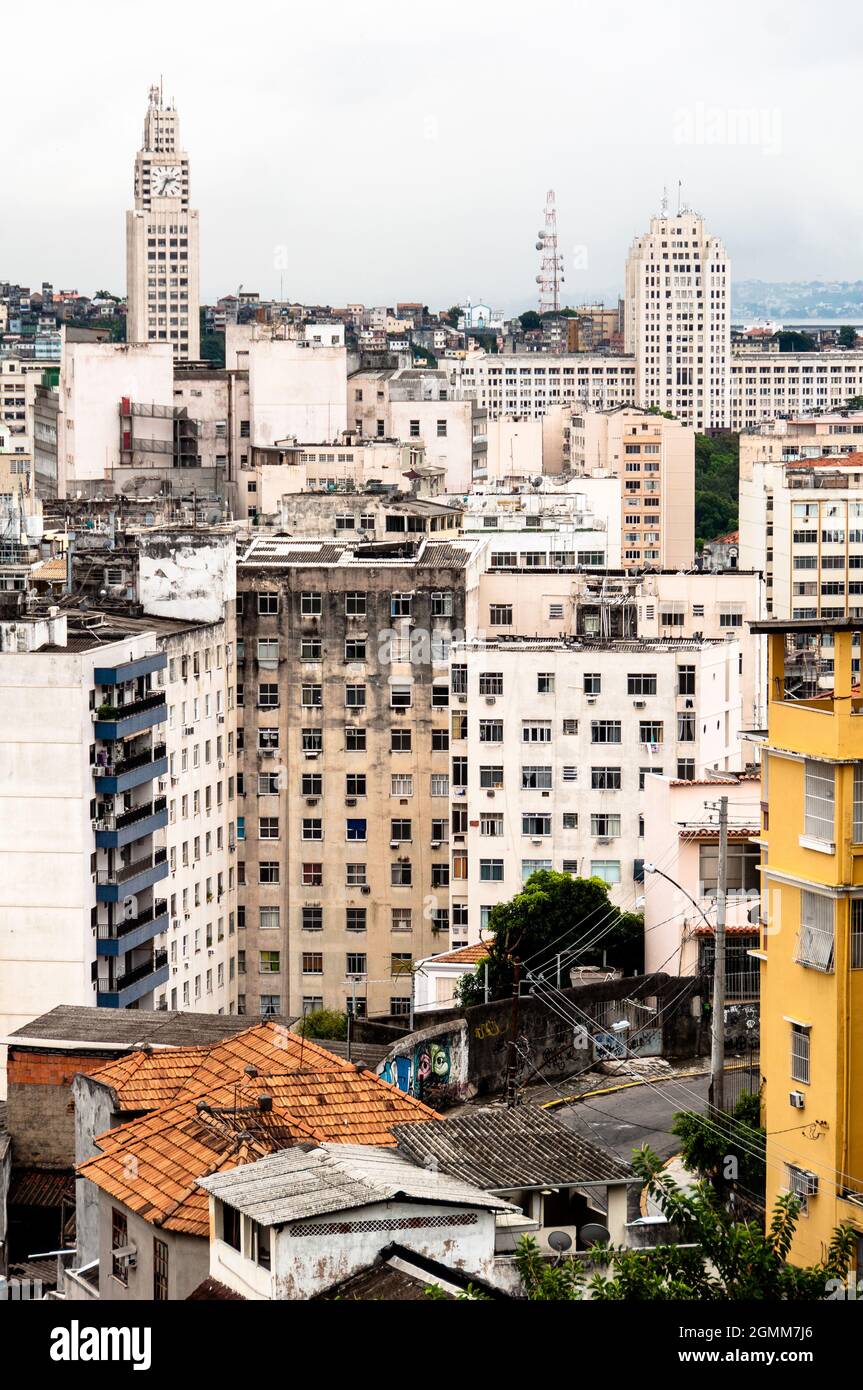 Old Residencial Buildings in Rio de Janeiro City Center and Clock Tower ...