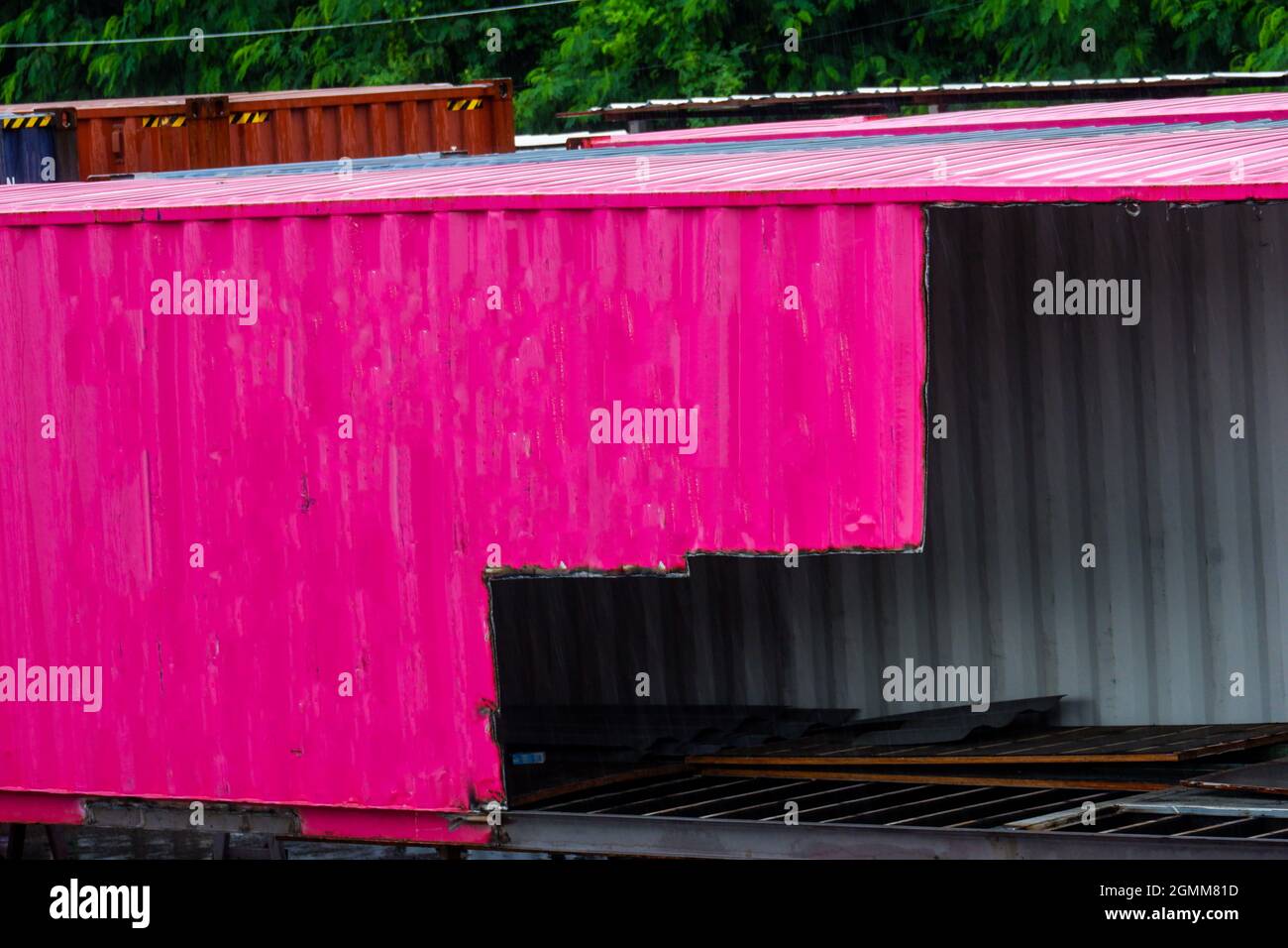 Repairing containers in container depot service Stock Photo - Alamy