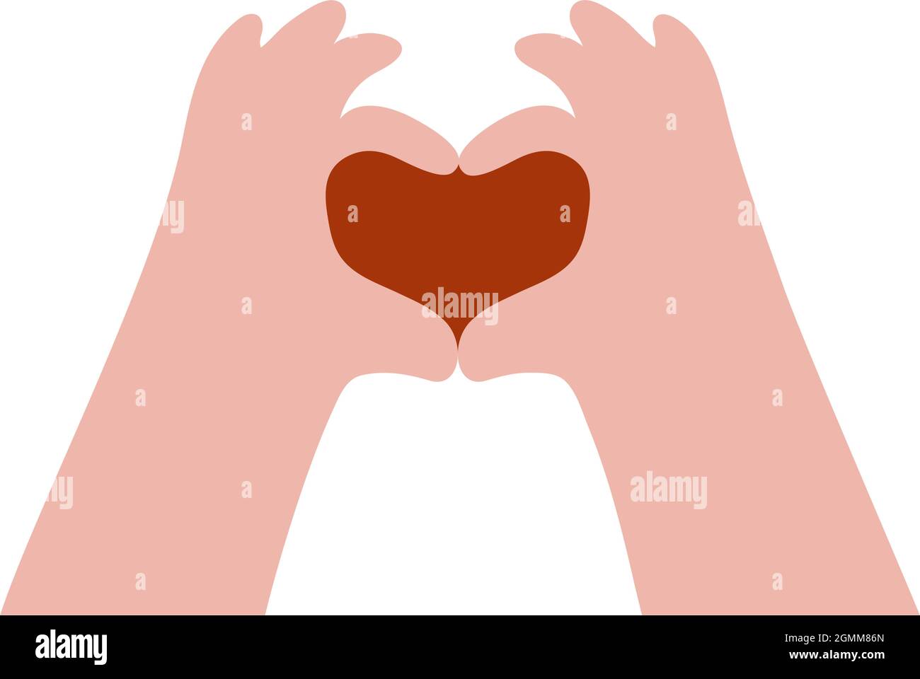 Hand gesture making a heart symbol. Inside is a red heart. Vector ...