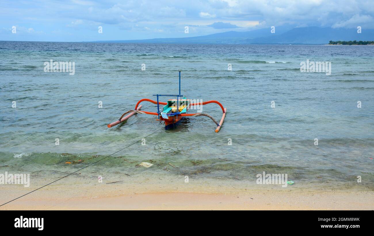 Beautiful seascape at summer on Gili Islands, Indonesia. Gili is known ...