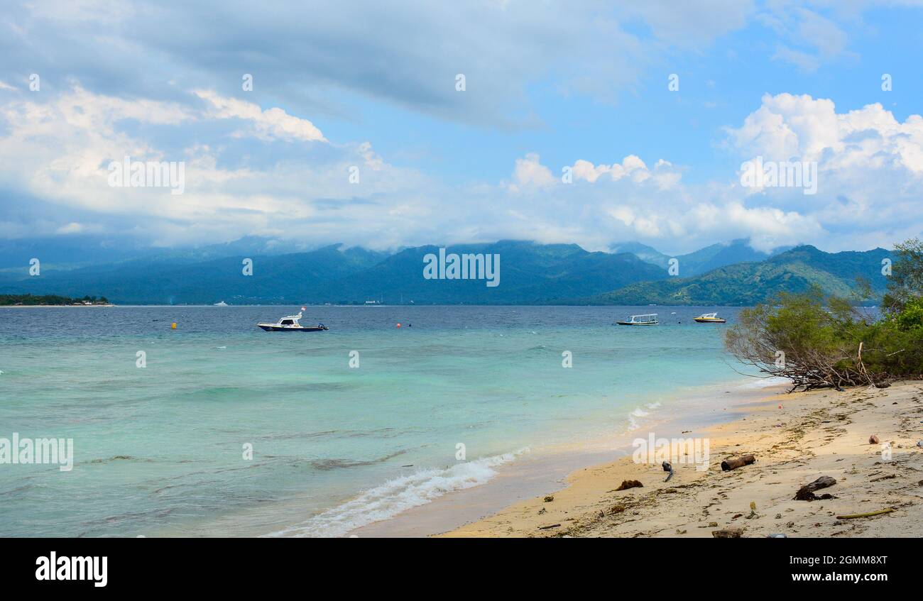 Beautiful seascape at summer on Gili Islands, Indonesia. Gili is known ...