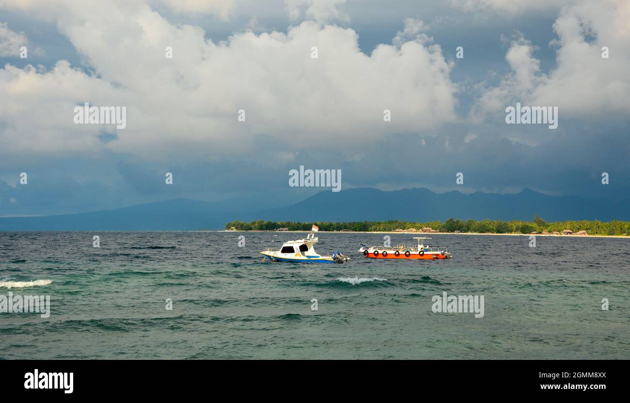 Beautiful seascape at summer on Gili Islands, Indonesia. Gili is known ...
