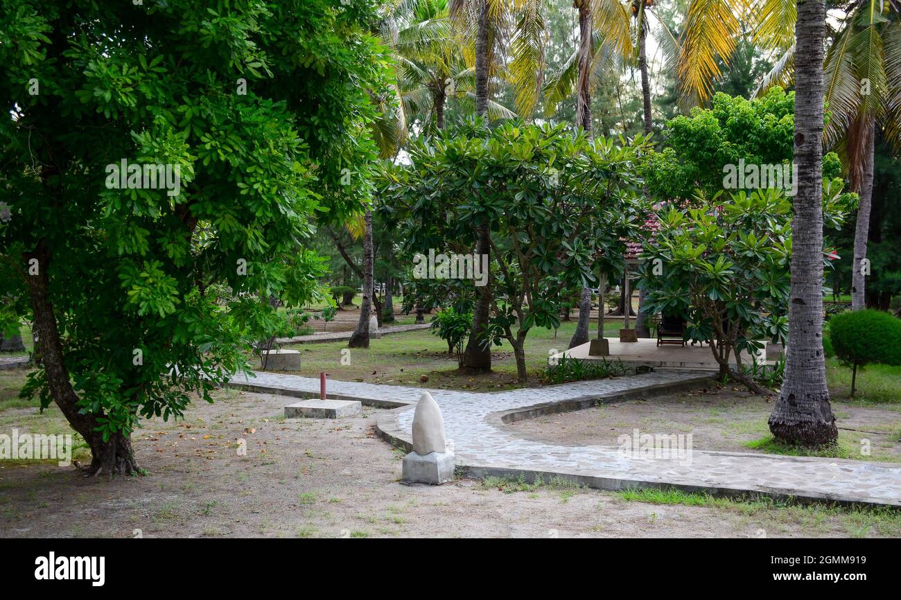 Tropical garden at summer day on Lombok Island, Indonesia Stock Photo ...