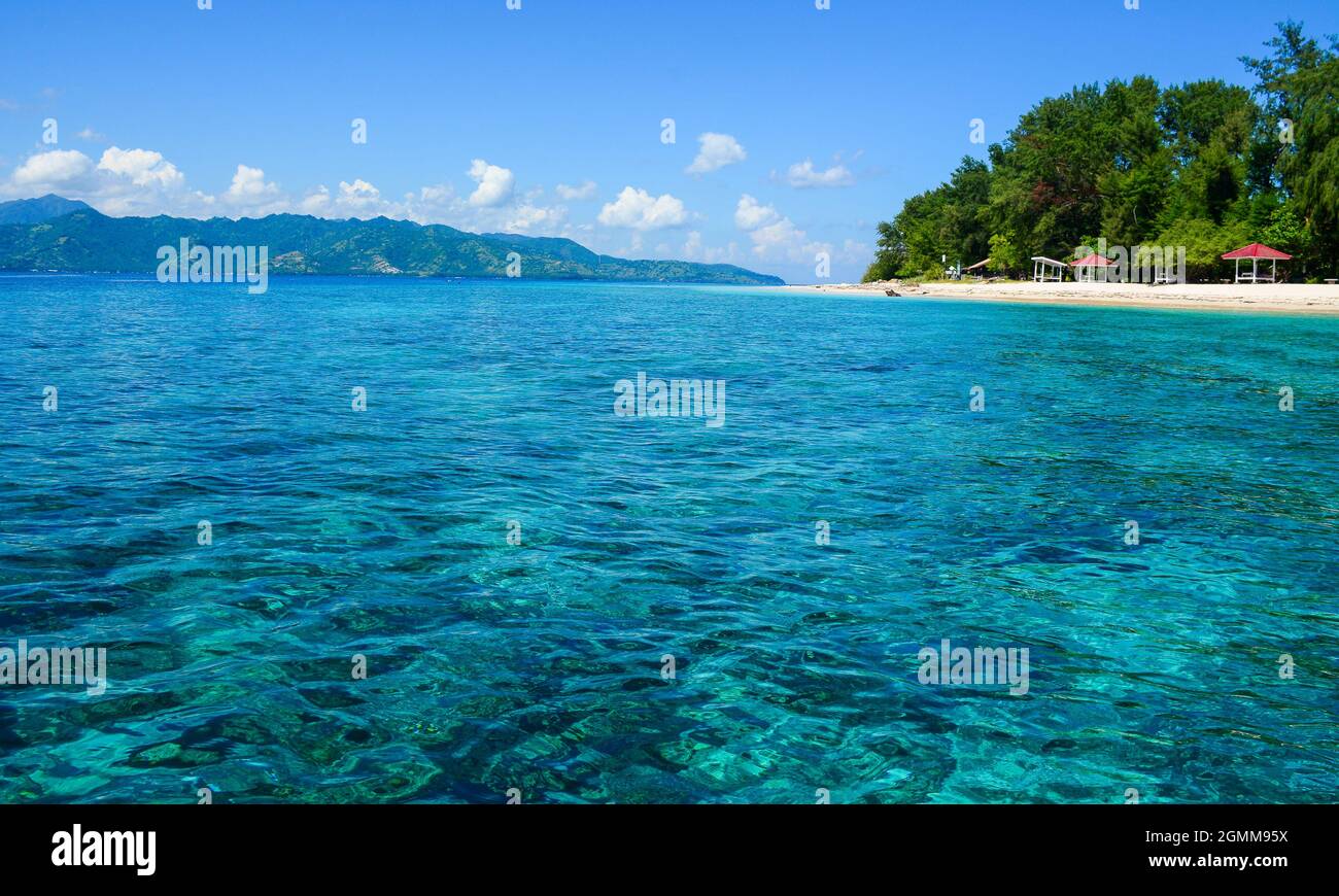 Beautiful seascape at summer on Gili Islands, Indonesia. Gili is known ...
