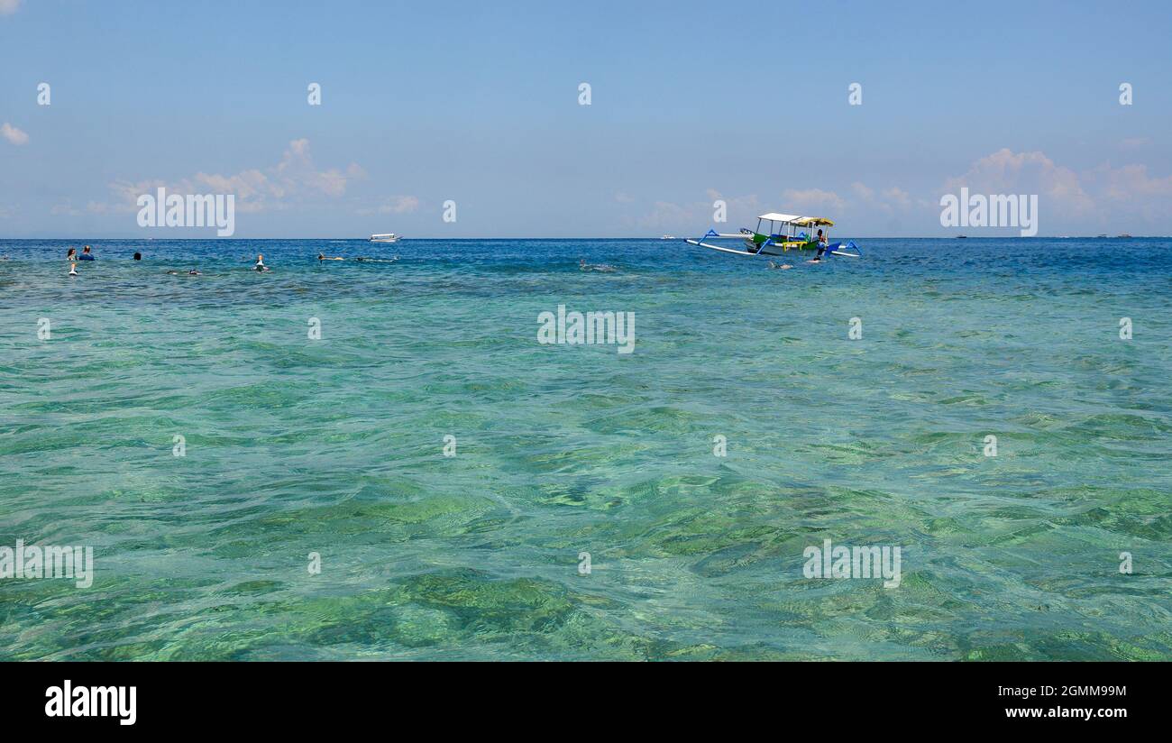 Beautiful seascape at summer on Gili Islands, Indonesia. Gili is known ...