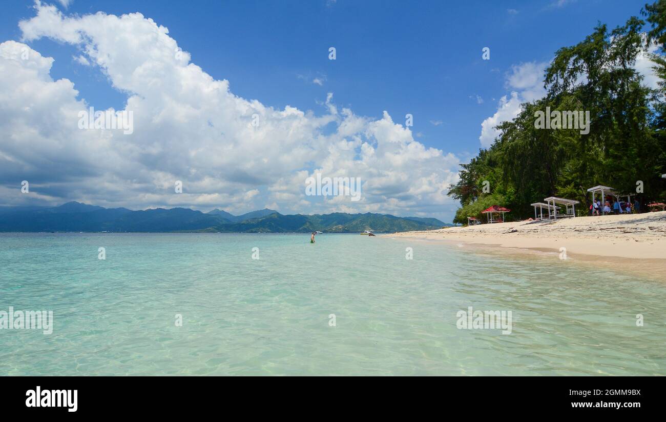 Beautiful seascape at summer on Gili Islands, Indonesia. Gili is known ...