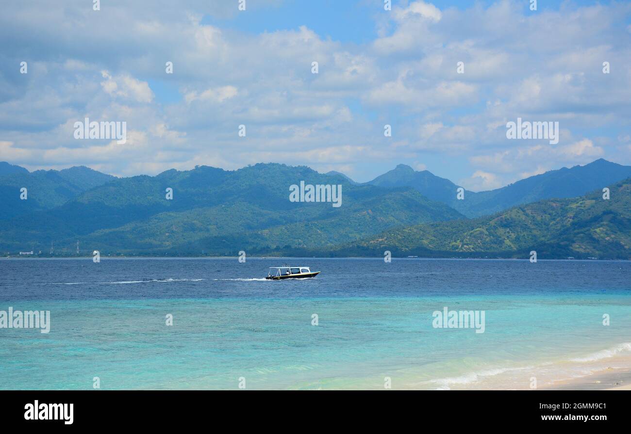 Beautiful seascape at summer on Gili Islands, Indonesia. Gili is known ...