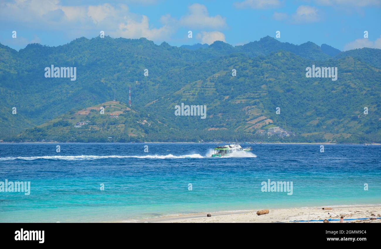 Beautiful seascape at summer on Gili Islands, Indonesia. Gili is known ...