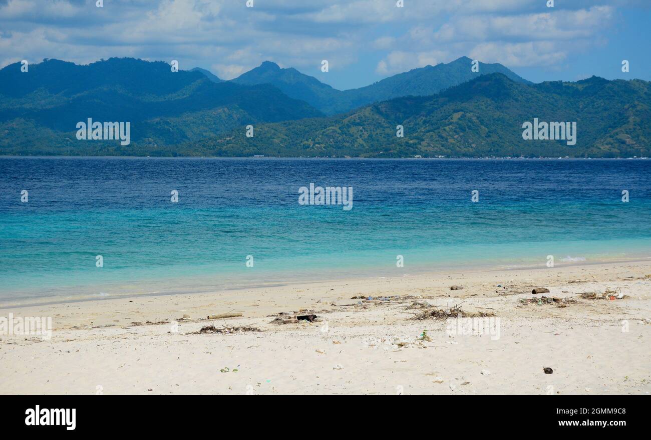 Beautiful seascape at summer on Gili Islands, Indonesia. Gili is known ...