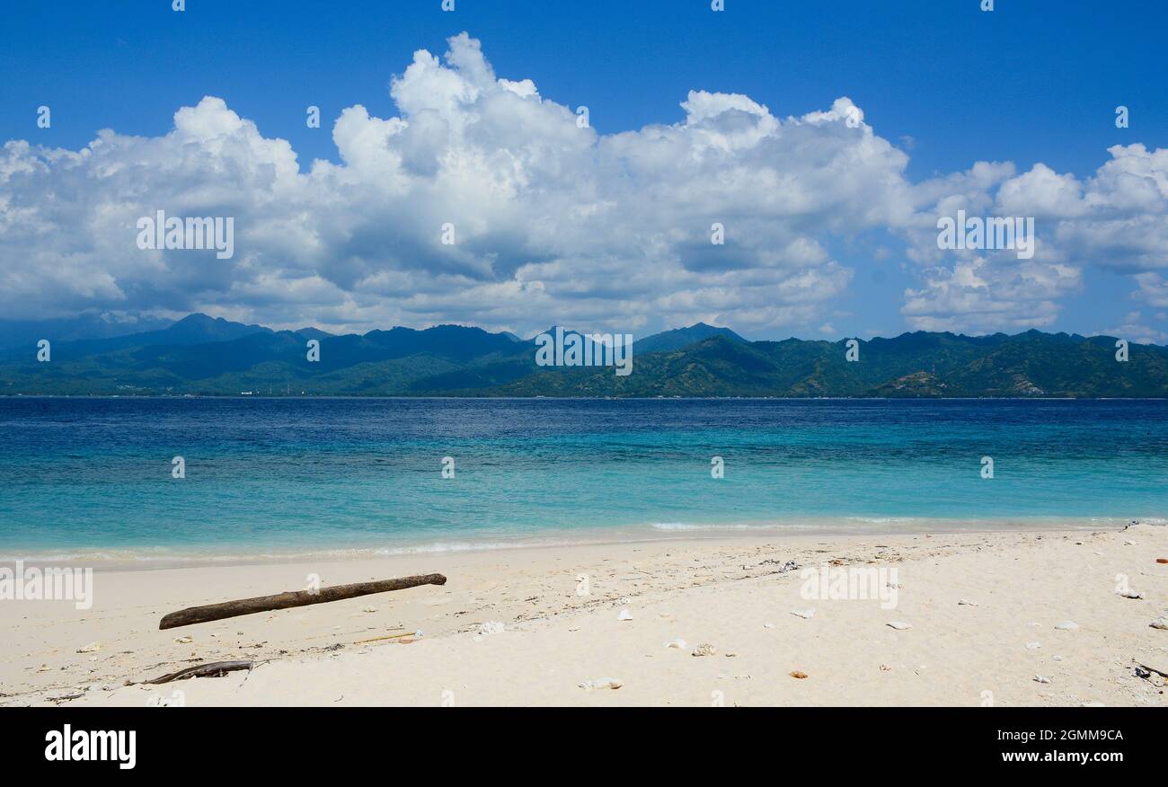 Beautiful seascape at summer on Gili Islands, Indonesia. Gili is known ...