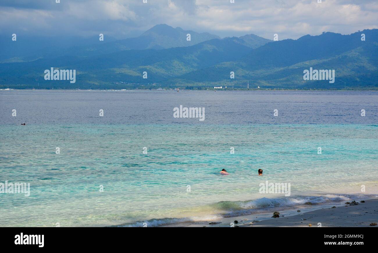 Beautiful seascape at summer on Gili Islands, Indonesia. Gili is known ...