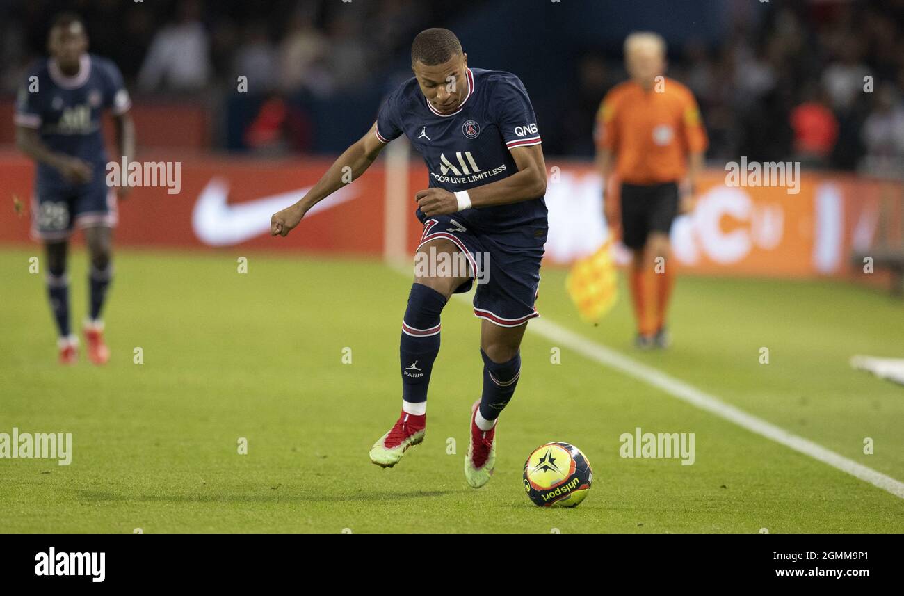 Kylian MBAPPE of PSG in action during the the Ligue 1 Paris Saint ...