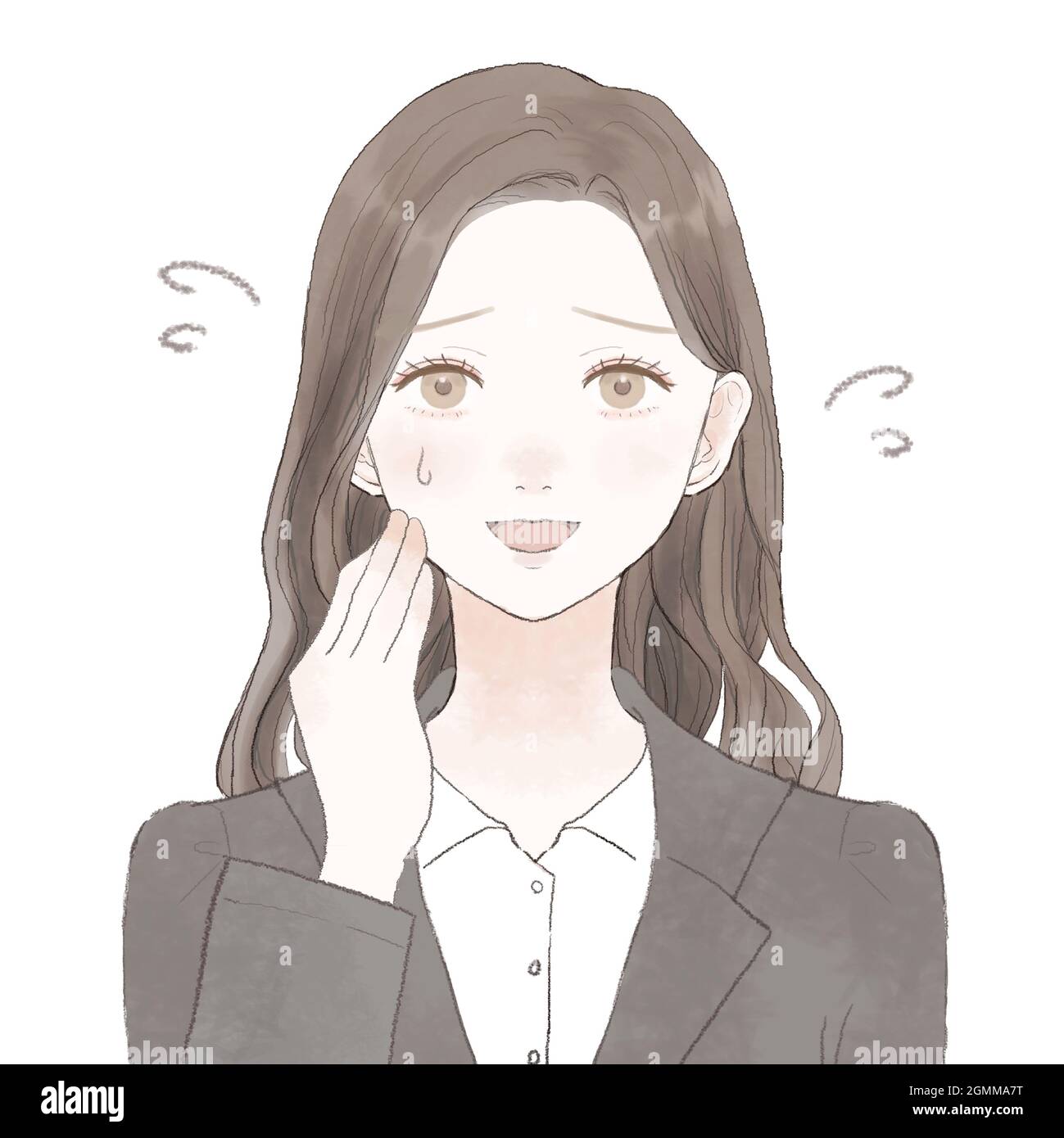 Woman in suit with amiable laugh. On a white background Stock Photo - Alamy