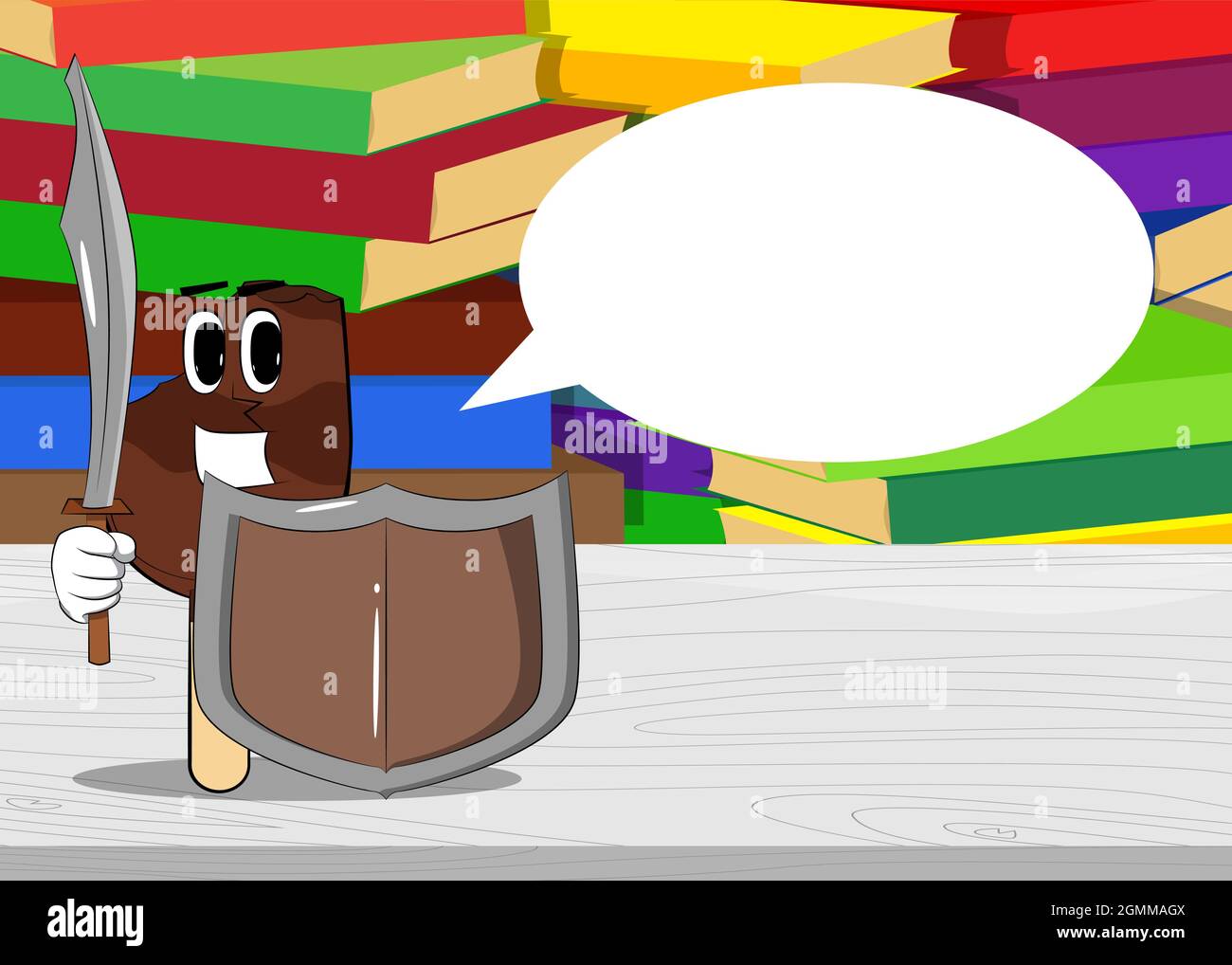 Ice Cream holding a sword and shield. Summer refreshment, sweet food as ...