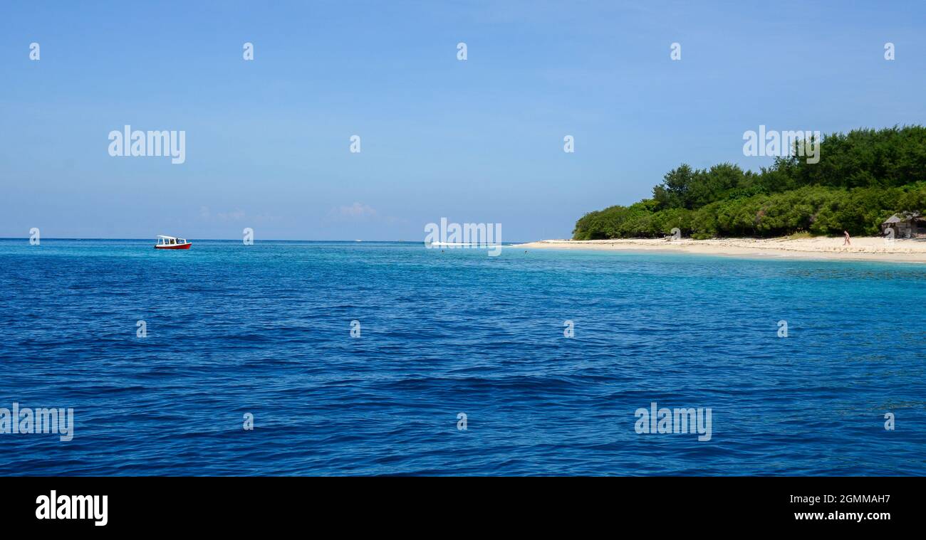 Beautiful seascape at summer on Gili Islands, Indonesia. Gili is known ...