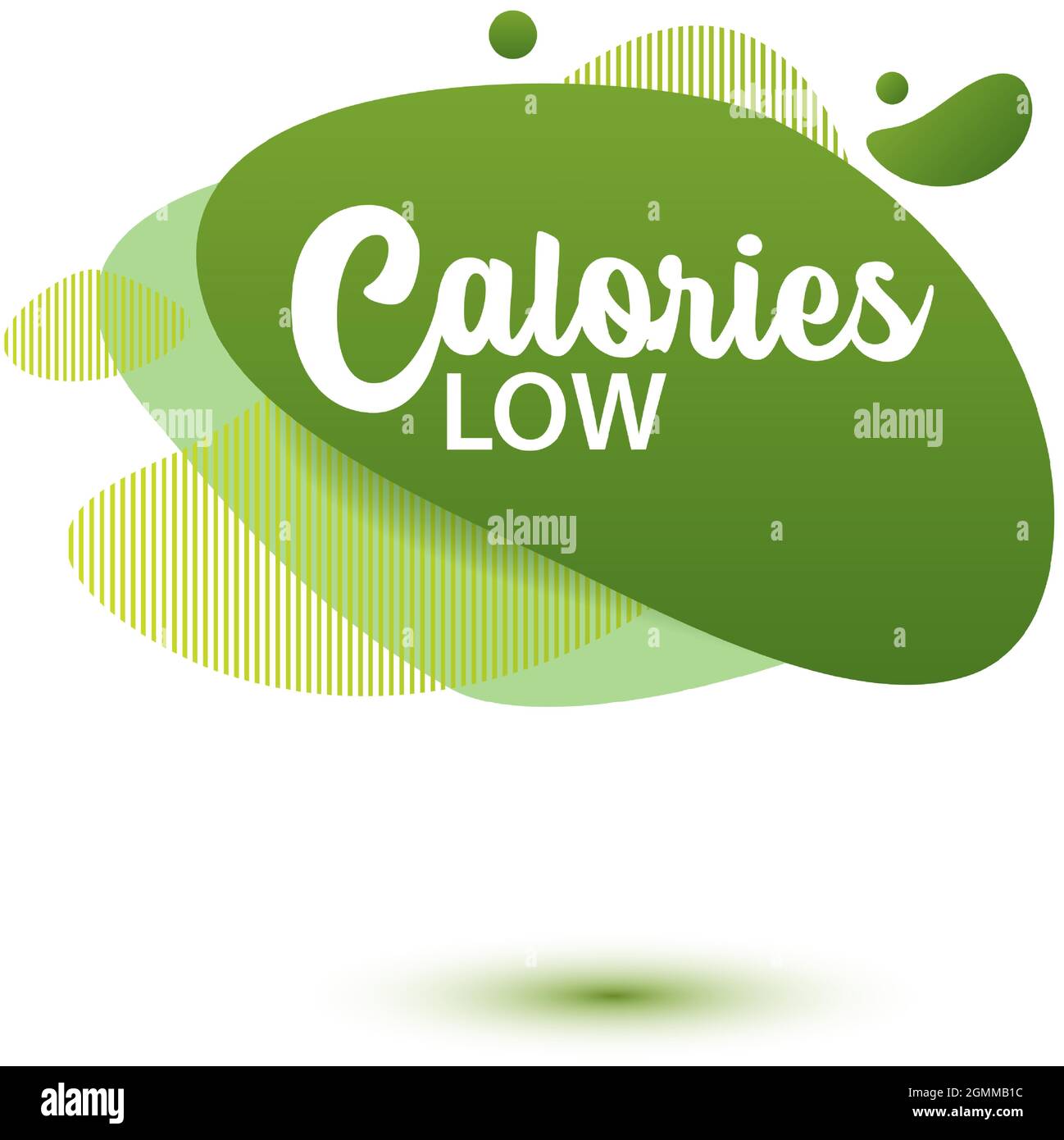 Calories low badge. Green amoeba design of sticker for diet menu ...
