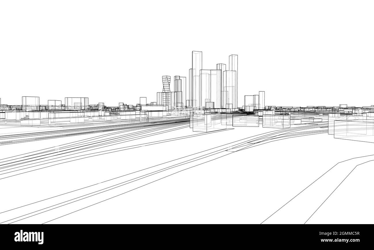 Vector lines buildings and city roads, town design Stock Vector Image ...
